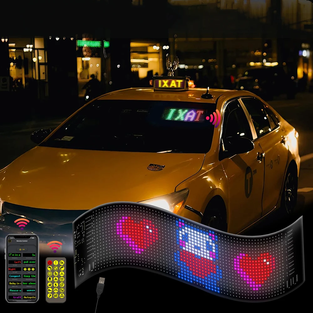 LED-Matrix-Pixel-Flexible-Panel-LED-Sign-Display-USB-For-Car-Windows ...