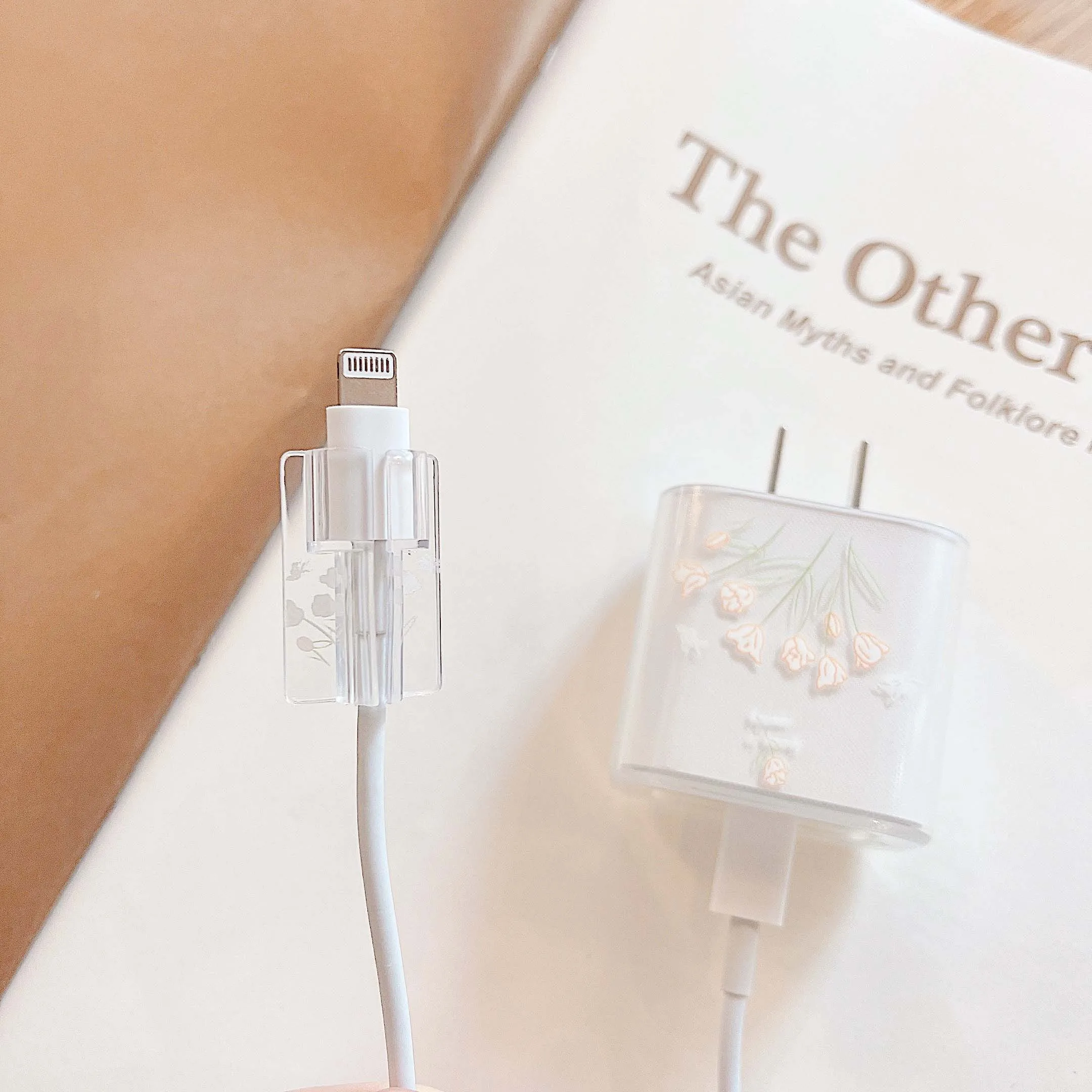 오렌지 데이지 플라워 헤드 고속 충전 프로텍터 케이스 Usb 케이블 날짜 라인 와인더 코드 커버 애플 아이폰 18 W