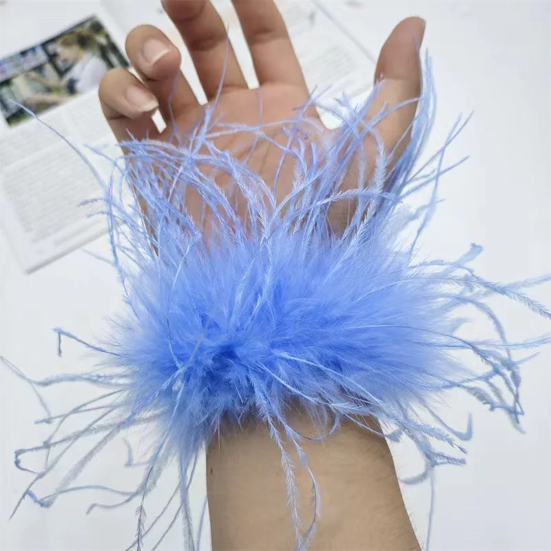 Real-Ostrich-Feather-Cuffs-women-Wrist-Sleeve-fur-cuff-Luxury-Furry ...