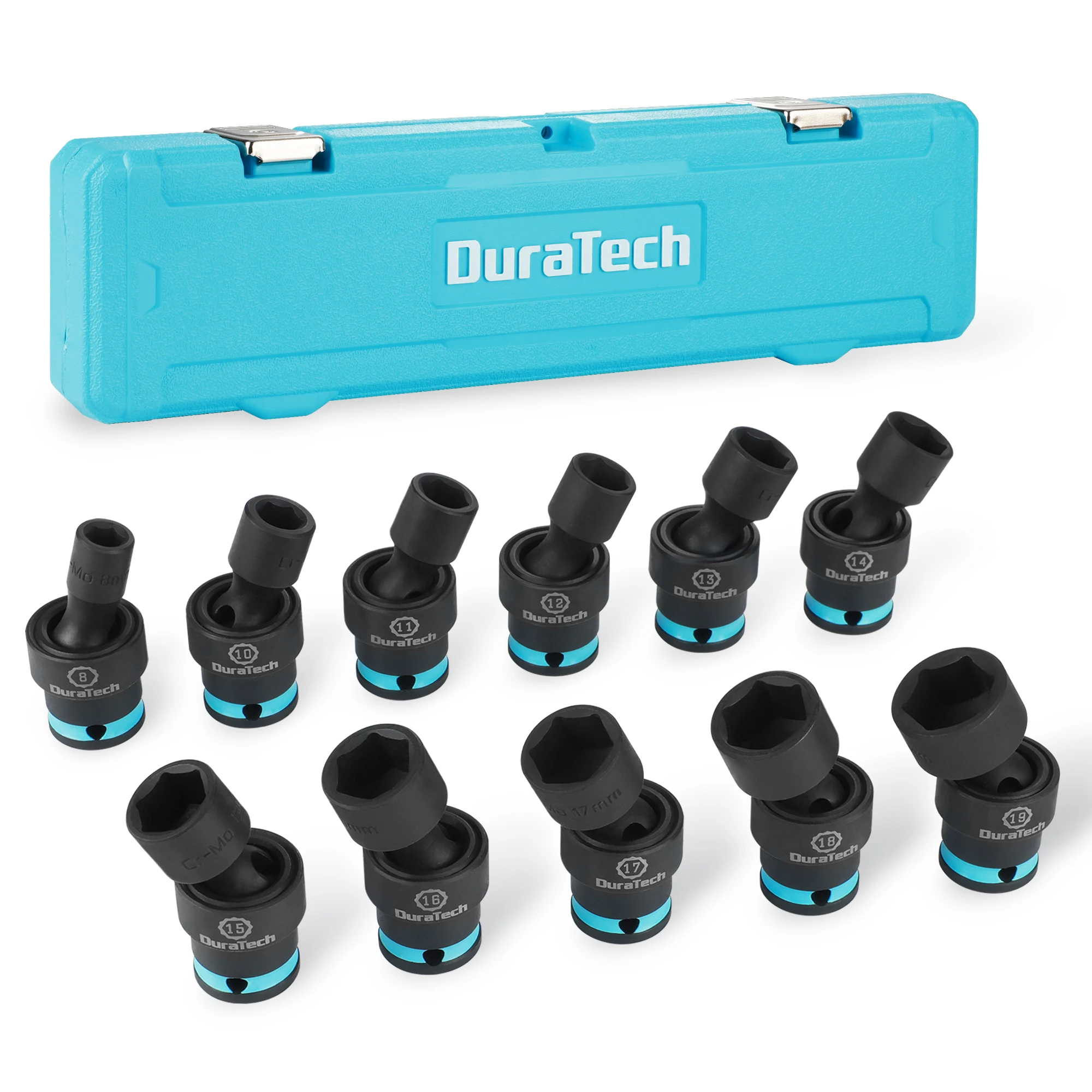 DURATECH 3/8" Drive Impact Swivel Socket Set, 11-Piece Shallow Wobble ...