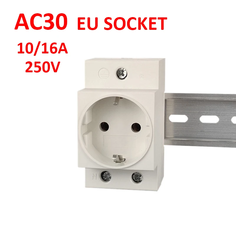 1PCS-Eu-AC30-Power-Sockets-Germany-Europe-Modular-Din-Rail-Socket-10A-16A-250V-Industrial ...