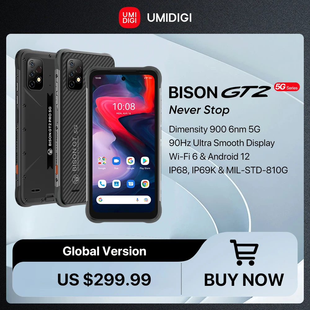 Umidigi Bison Gt2 Pro 5g Rugged Smartphone, Dimensity 900 Cpu, Ip68 ...