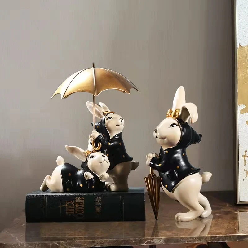 Nordic Light Luxury Cute Rabbit Sculpture Crafts Ornaments Porch TV ...