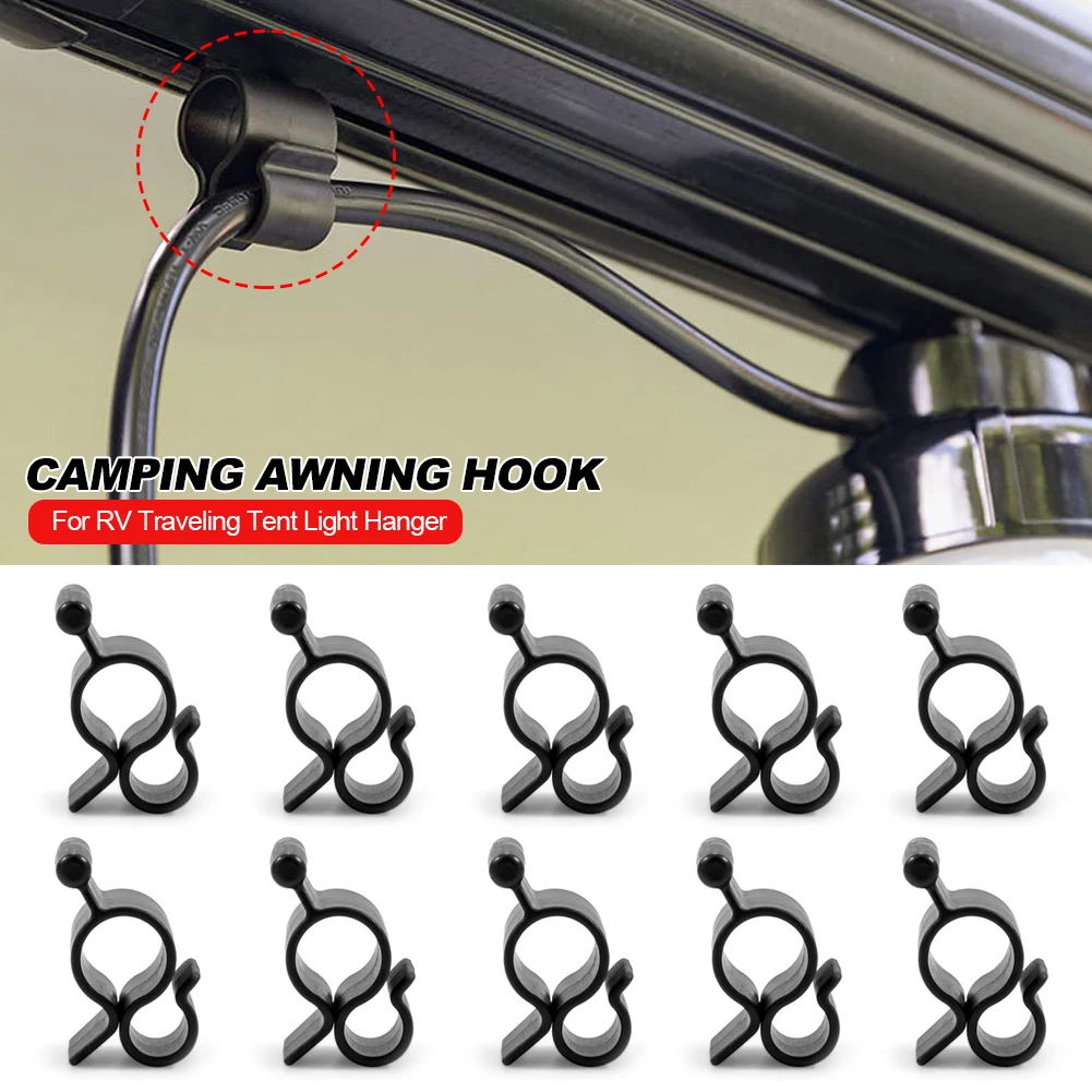 10Pcs-Camping-Awning-Hooks-Clips-RV-Tent-Hangers-Light-Hanger-Black ...