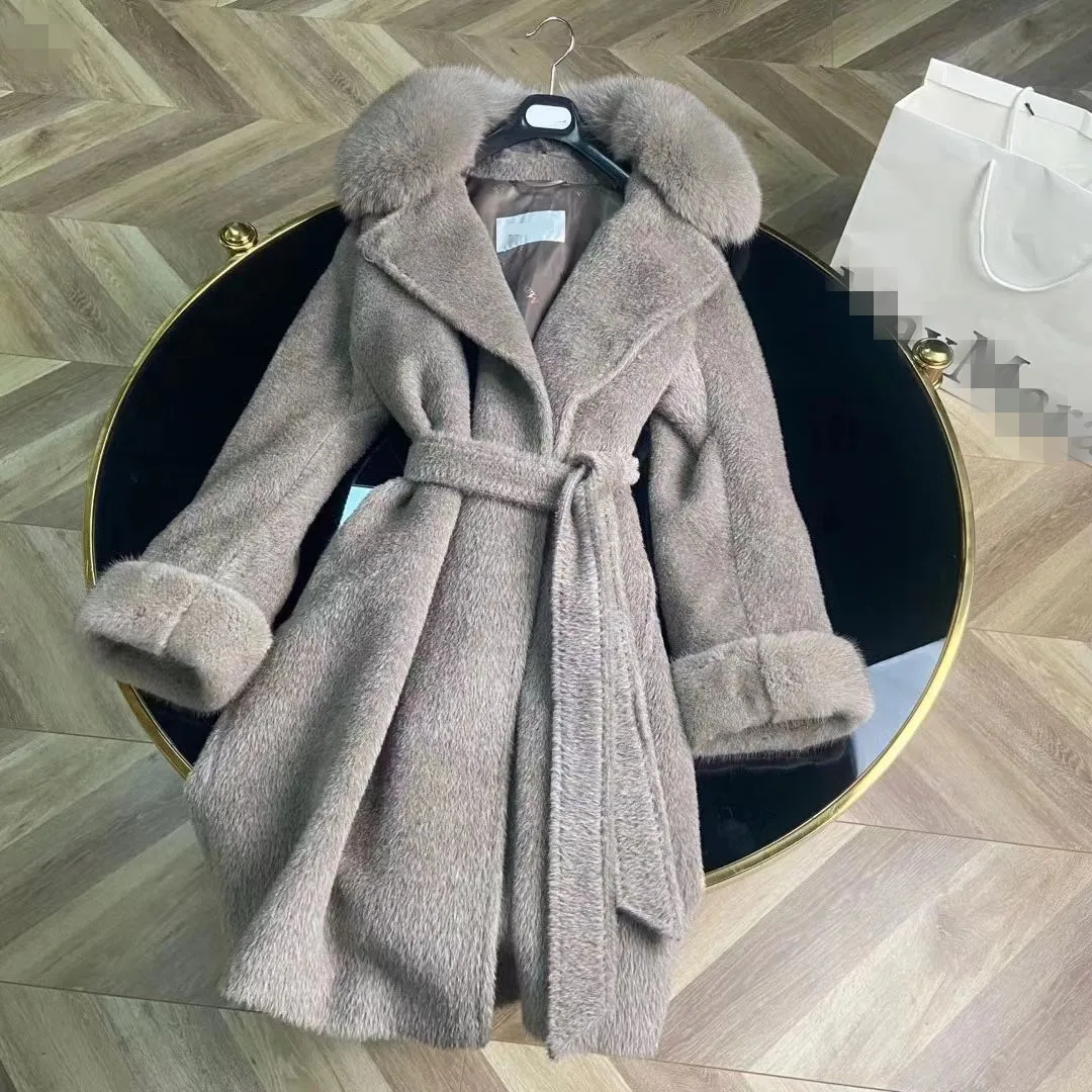 Suli 울 따뜻한 여우털 칼라 고급 긴 소매 두꺼운 코트 여성용, 새시와 겨울, 2022| | - AliExpress