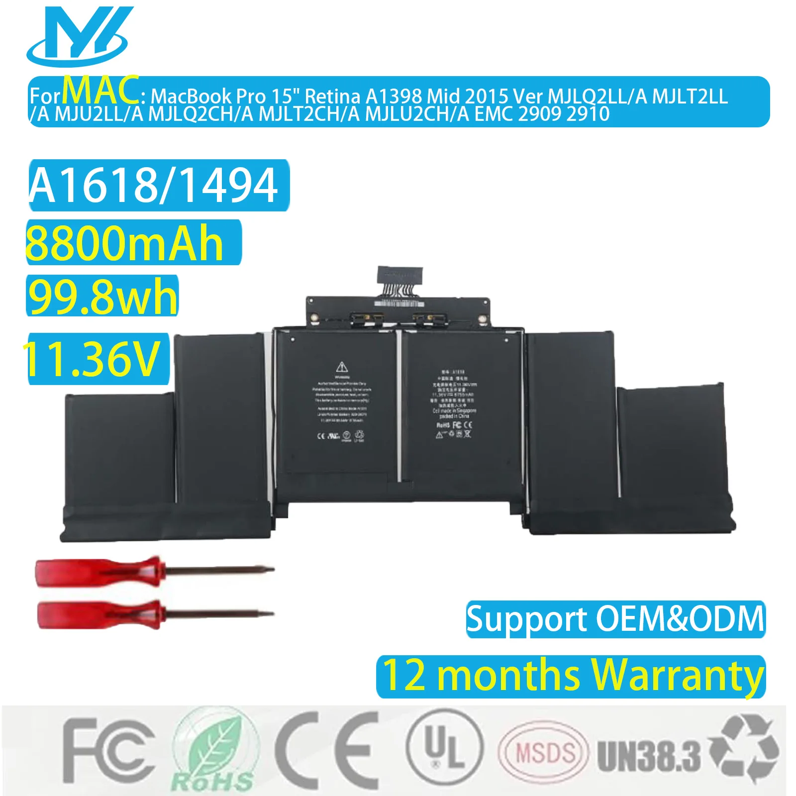 A1618-11-36V-8800mAh-Battery-Laptop-Battery-For-Apple-MacBook-Pro ...