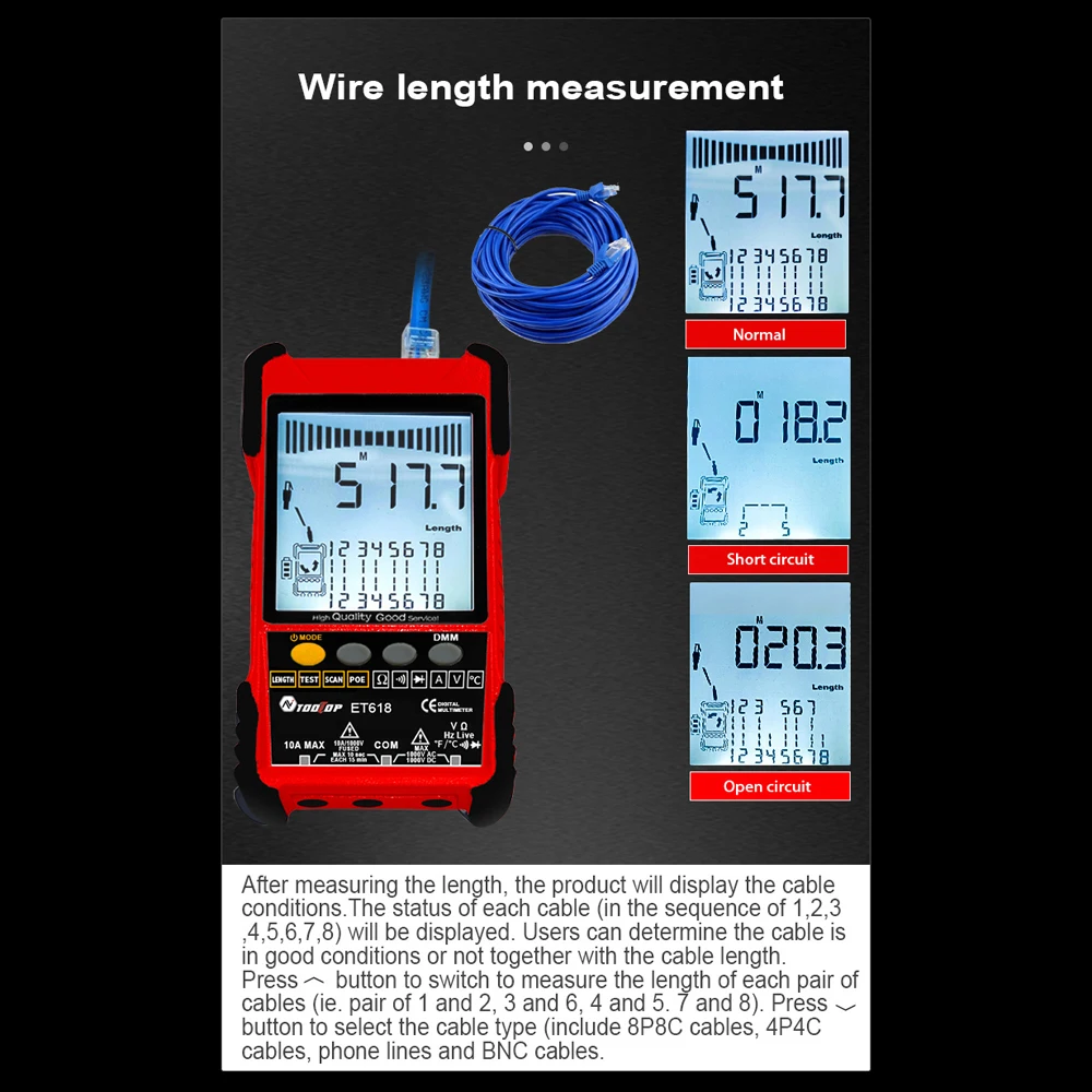 NEW ET618 Network Cable Tester with LCD Display Analogs Digital Search ...