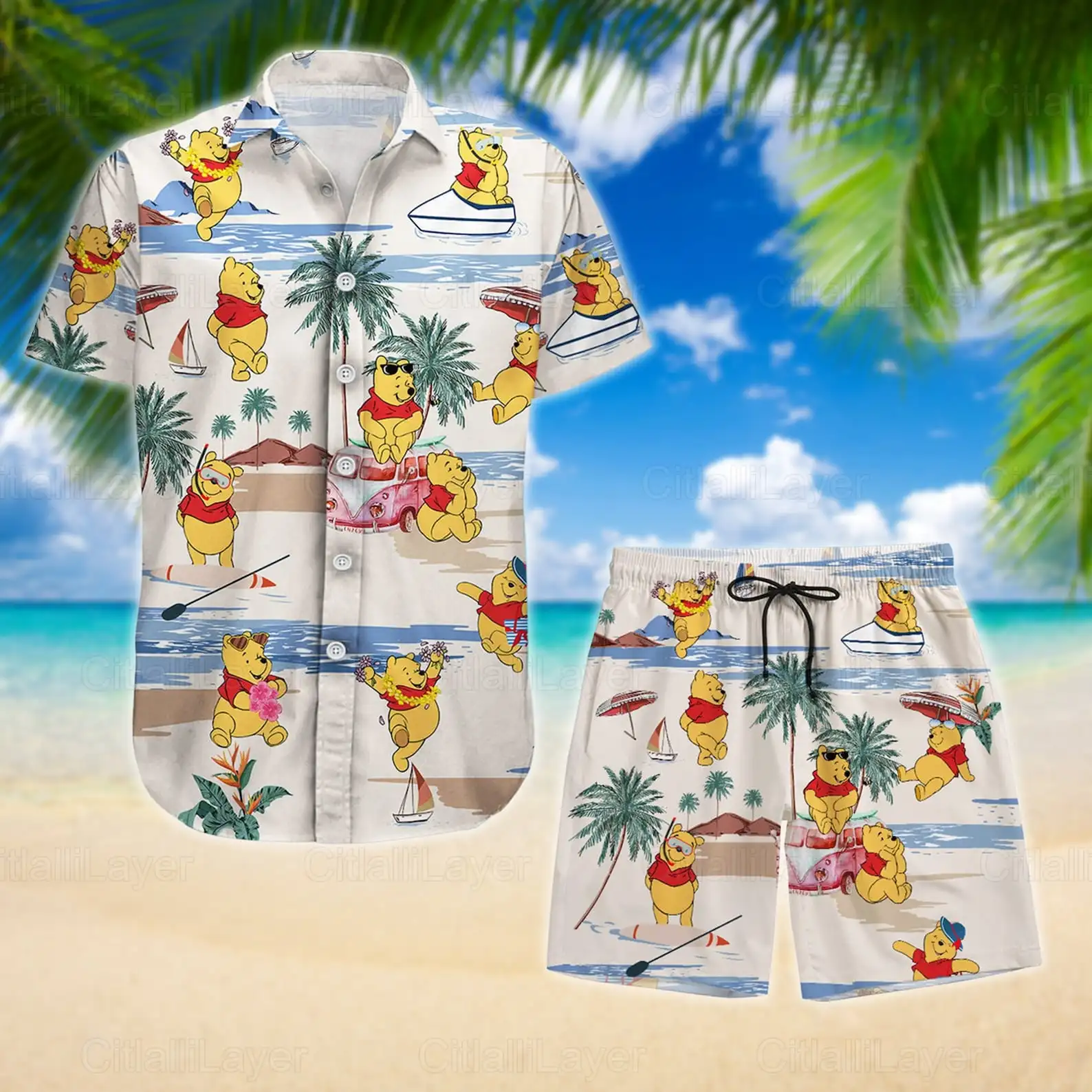 2023-Winnie-The-Pooh-Hawaii-Set-Disney-Hawaii-Short-Sleeve-Shirt-and ...