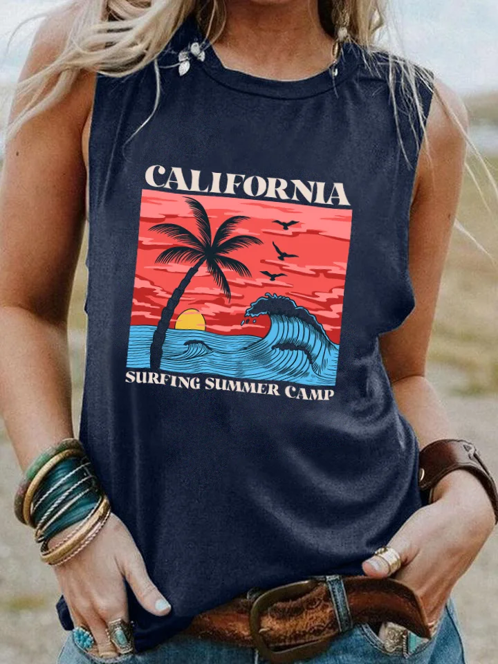 SURFING-SUMMER-CAMP-Colored-Tank-top-beautiful-Summer-sunset-graphic ...