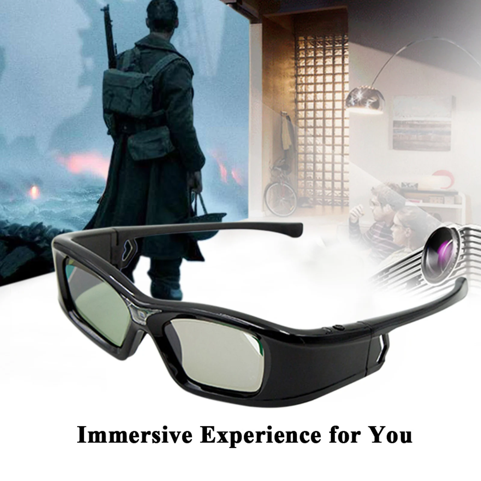 3D Glasses for Projector Black Full HD Active DLP Link for Optama Acer ...