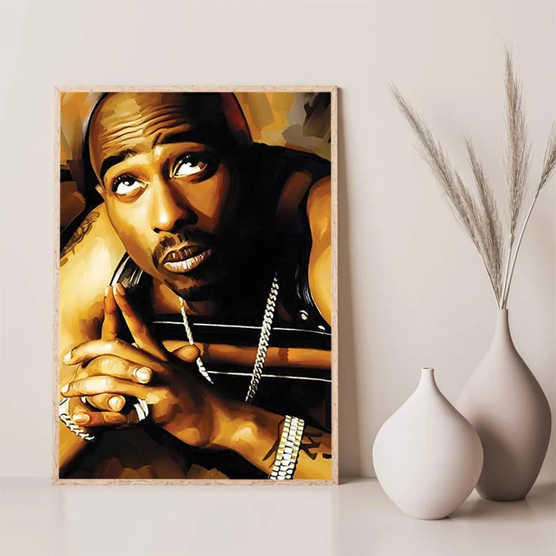 Pinturas del cantante de hip hop Tupac en la pared, arte en lienzo, figura de acción ...