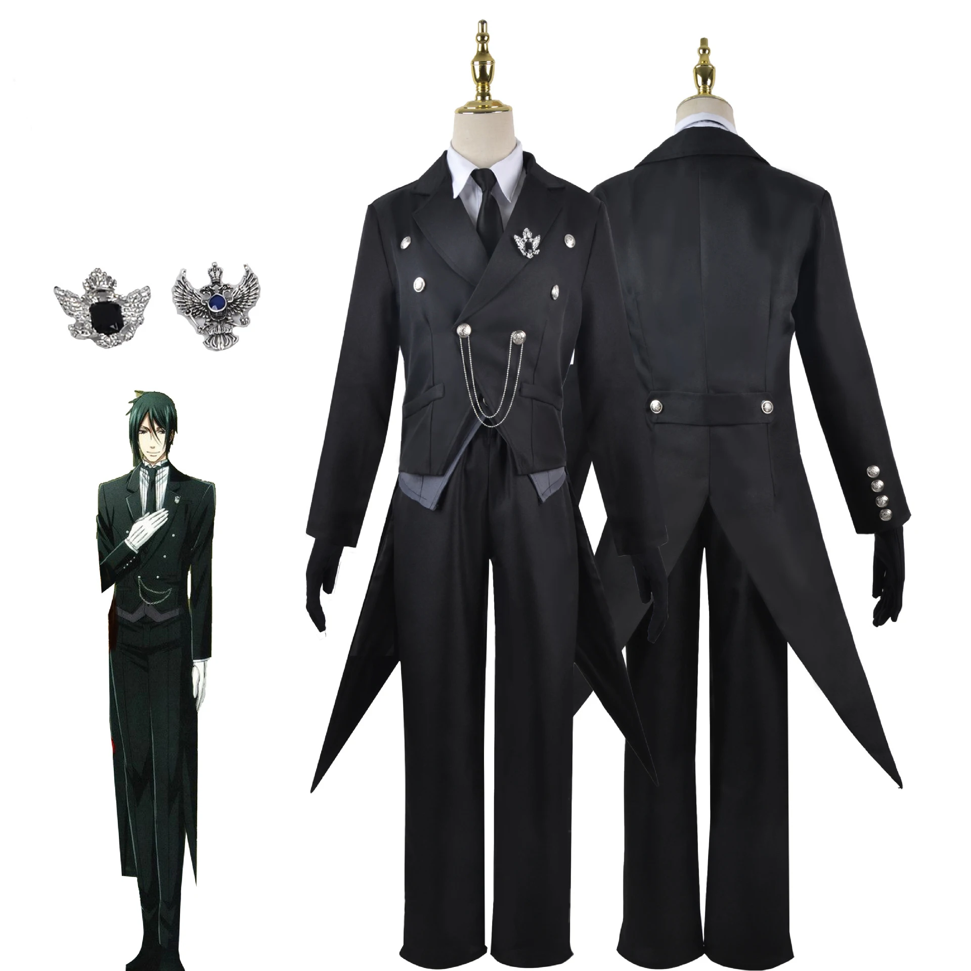 Anime Kuroshitsuji Black Butler Cosplay Sebastian Michaelis Traje ...