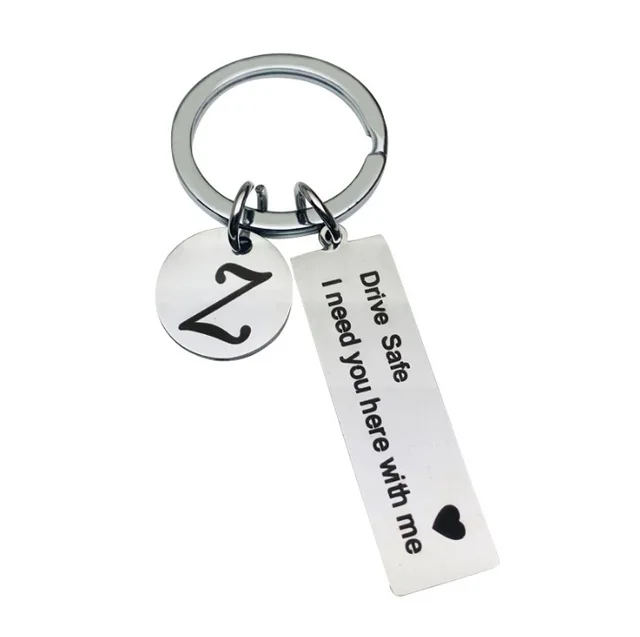 Drive Safe Keychains A-Z Initials Letters Men Women Stainless Steel Key ...