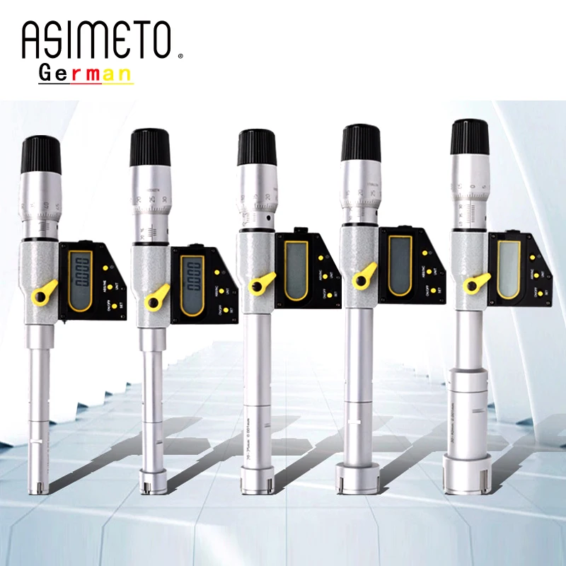 독일 ASIMETO 디지털 3 턱 내부 직경 Micrometer12 150mm, 3 점 내부 측정 조리개 구멍 ...