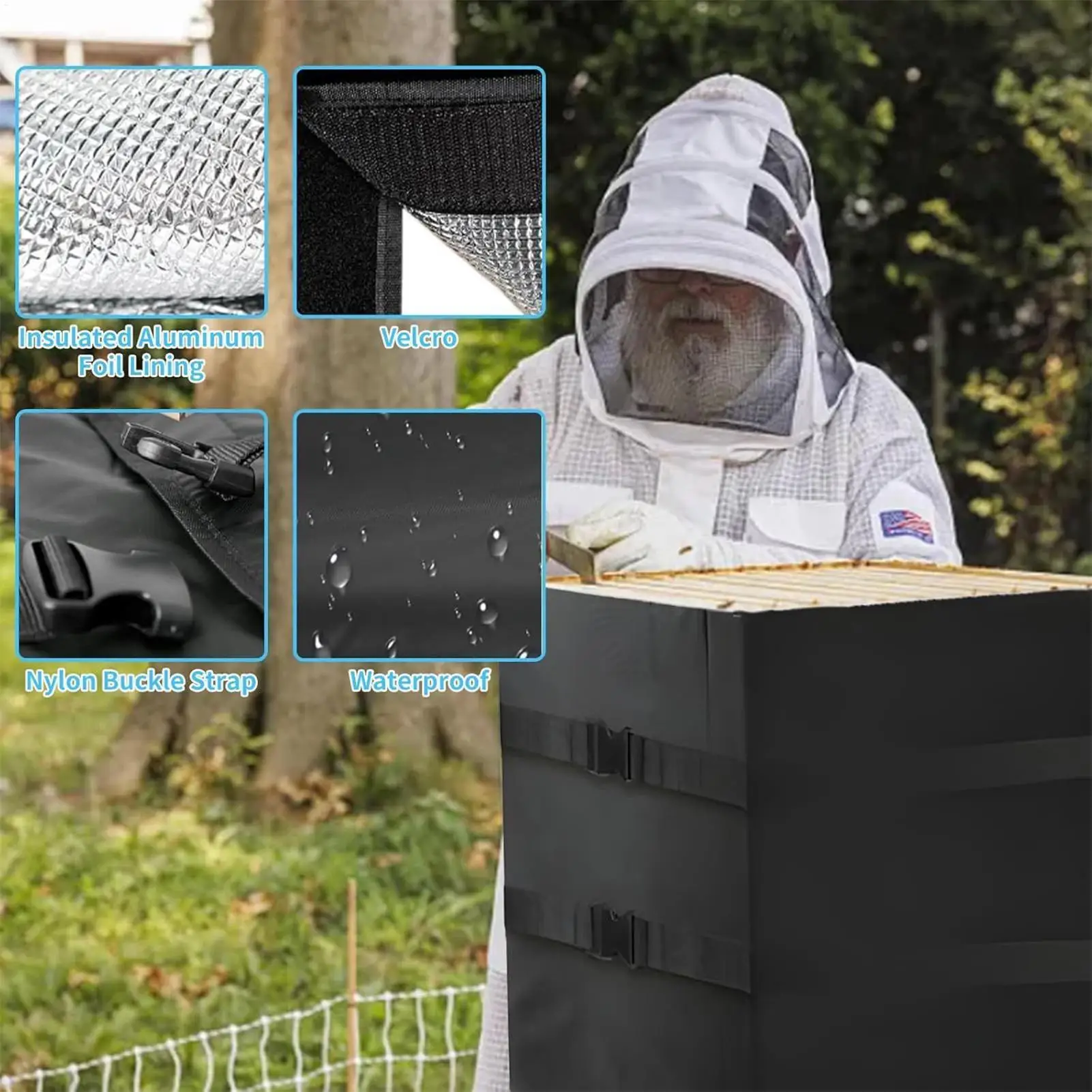 Bee Hive Wrap For Winter Oxford Cloth Adjustable Beehive Wrap Windproof ...