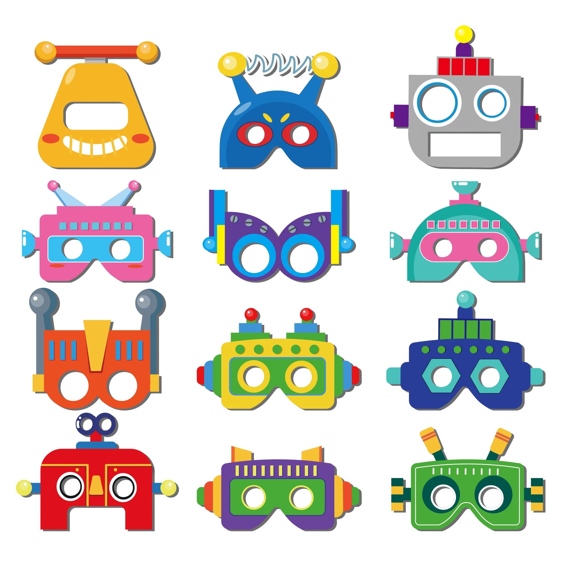 12pcs-Cartoon-Mechanical-Robots-Party-Paper-Glasses-Mask-Kids-Favors ...