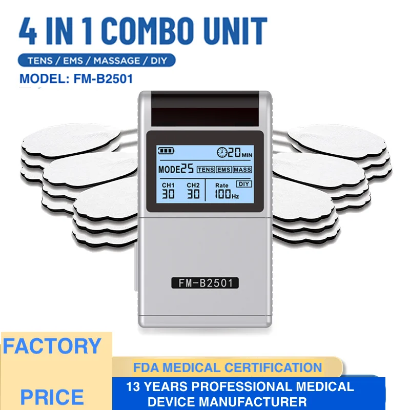 4 In 1 Combo Electrotherapy Pain Relief TENS/EMS Device - FitMed