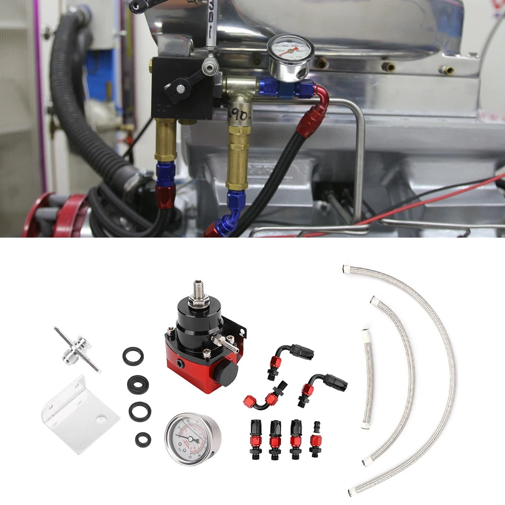 Universal-Adjustable-Car-Black-Red-Fuel-Pressure-Regulator-Kit-Oil-0 ...