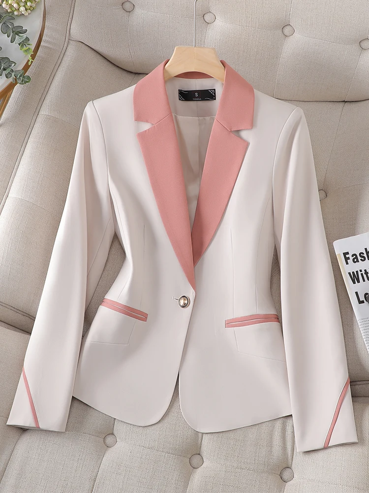 Long-Sleeve-Office-Ladies-Formal-Blazer-Women-Beige-Blue-Brown-Female ...