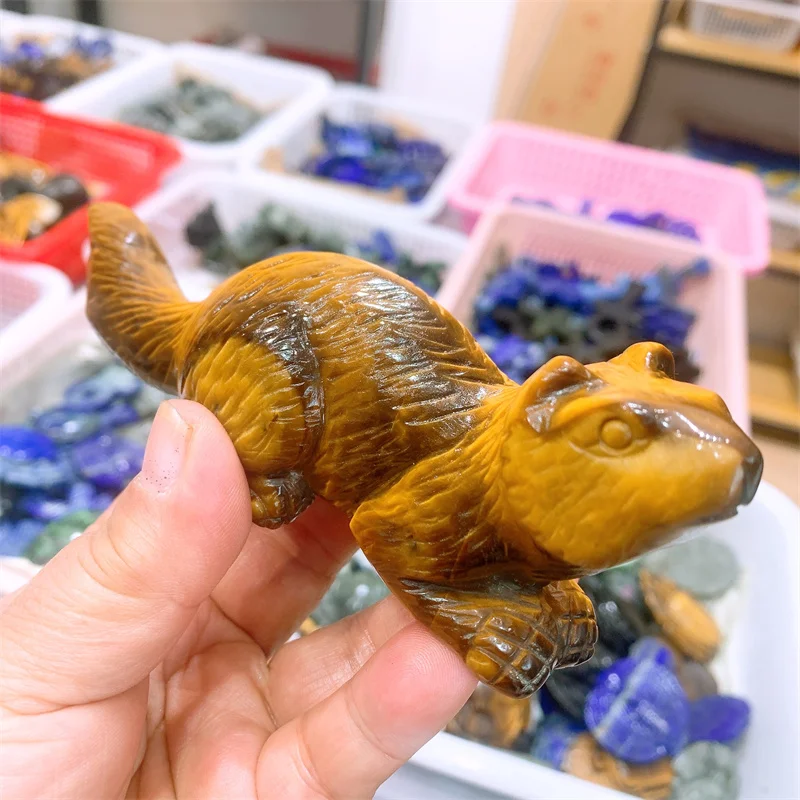 Natural-Tiger-Eye-Stone-Squirrel-Carving-Animal-Powerful-Statue-Healing ...