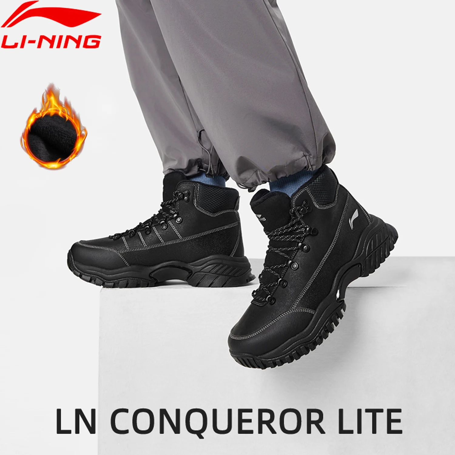Li-Ning Unisex LN CONQUEROR LITE Lifestyle Shoes Fleece Winter Warm Mid ...