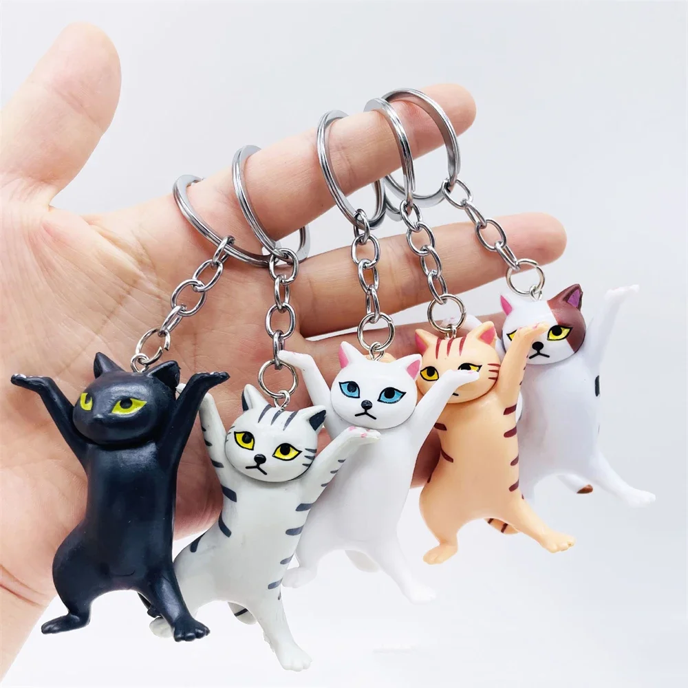 Cartoon Cat Keychain Kawaii Key Holder Pendant Keyrings Bag Car ...