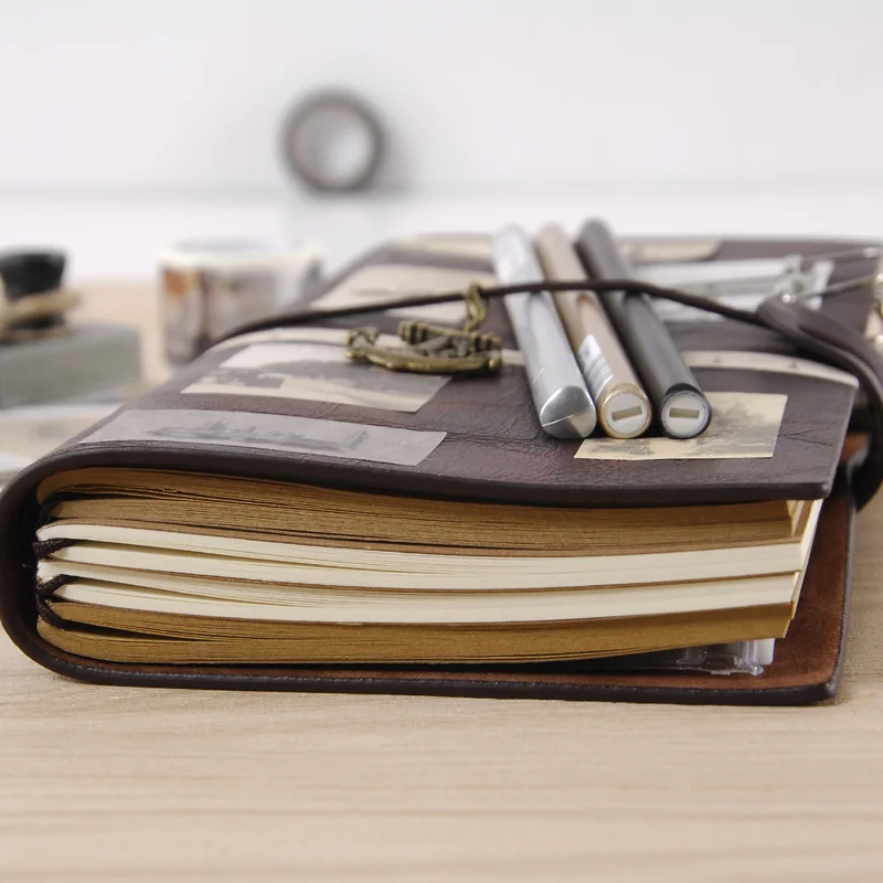 Leather-Traveler-Notebook-Planners-Creative-DIY-Vintage-Travel-Journal ...
