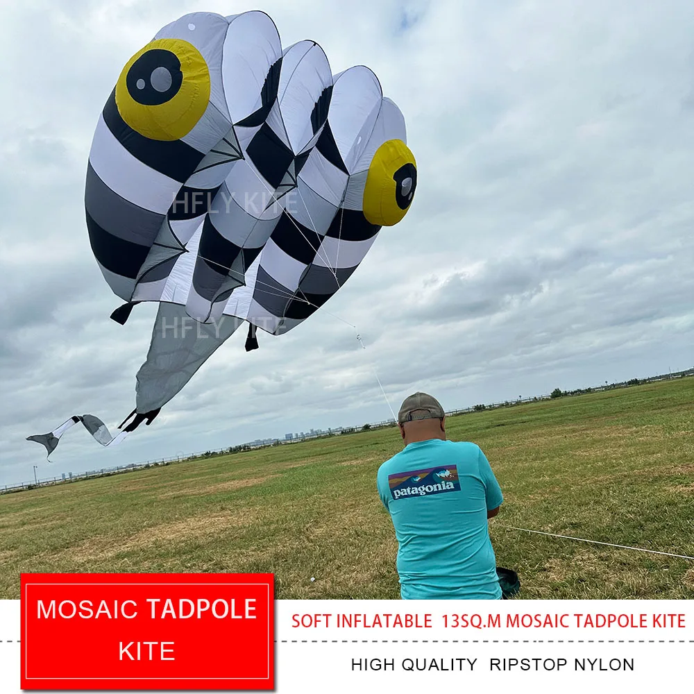 New Arrival Soft Inflatable 13SQ.M Gray Mosaic Tadpole Kite for Adults ...