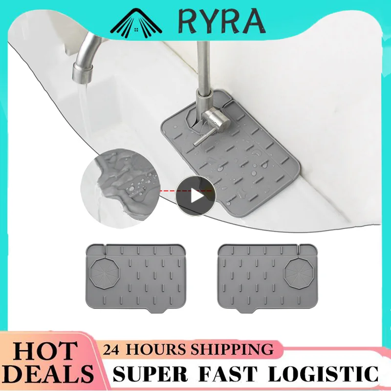 Silicone-Faucet-Protect-Mat-Kitchen-Faucet-Handle-Drip-Catcher-Tray ...