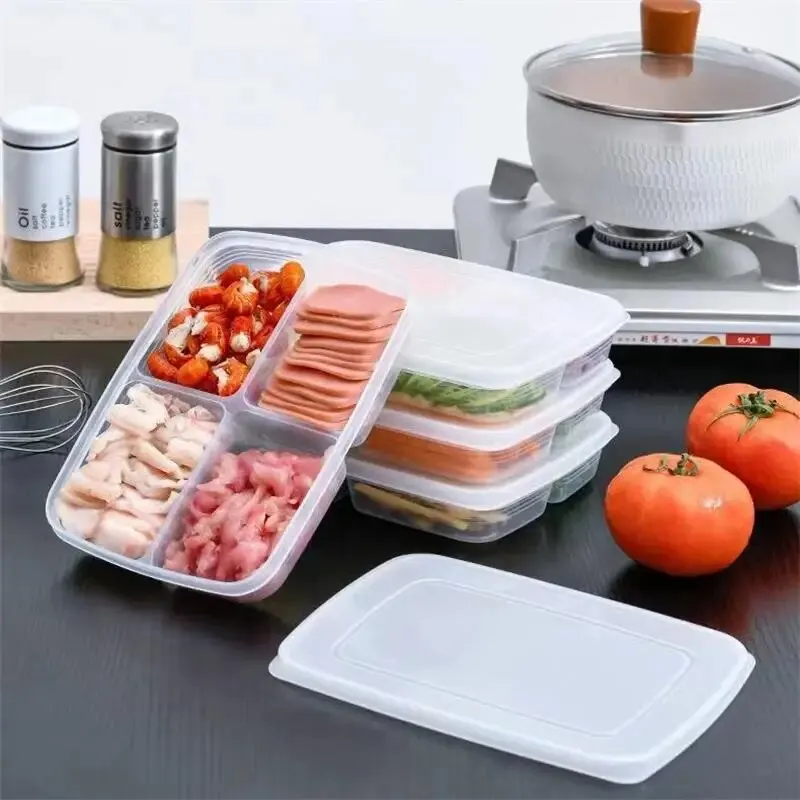 1pc-Transparent-Four-Grid-Refrigerator-Storage-Box-Food-Grade-Food ...