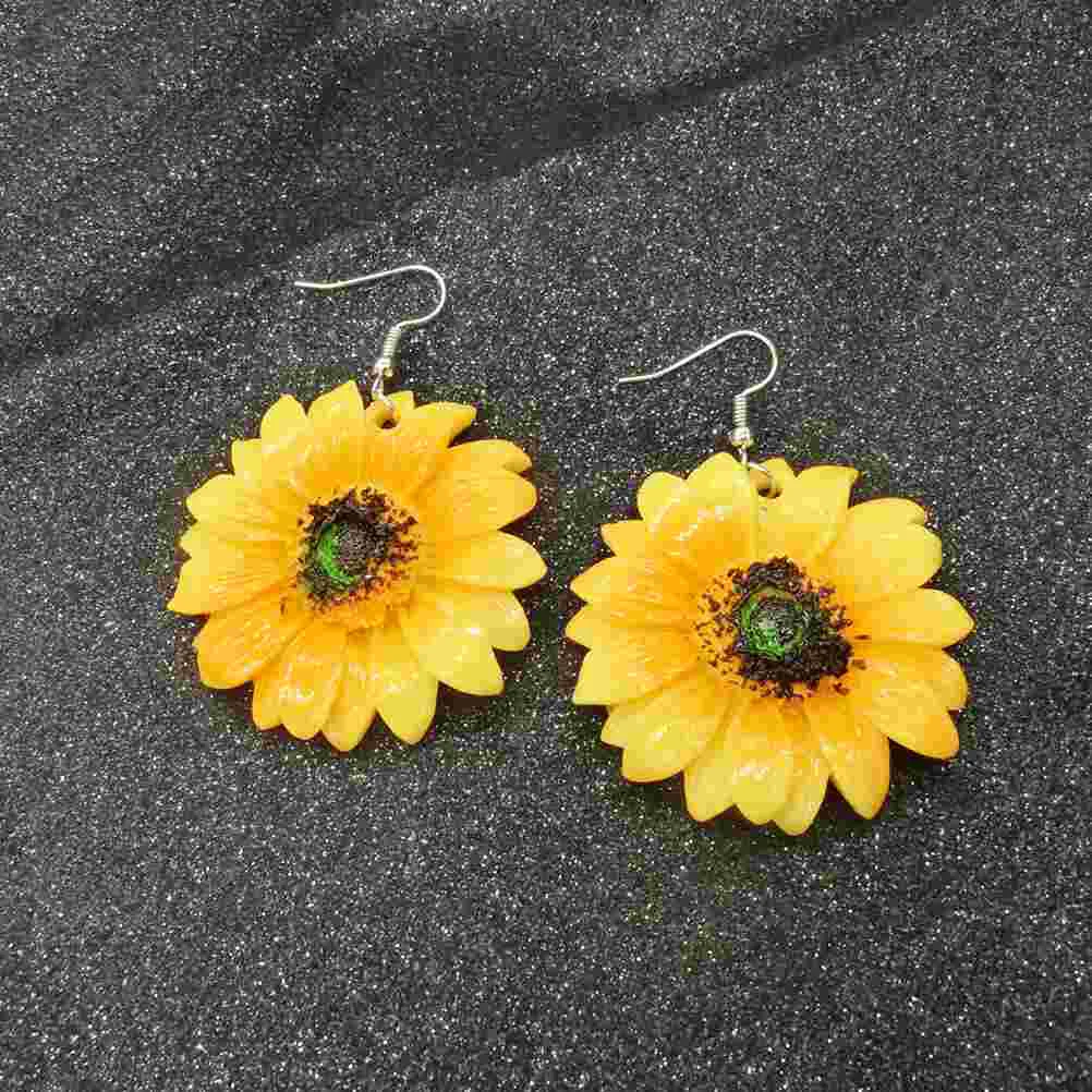 Flower-Earring-Earbob-Sunflower-Hook-Earrings-Acrylic-Eardrop-Jewelry ...
