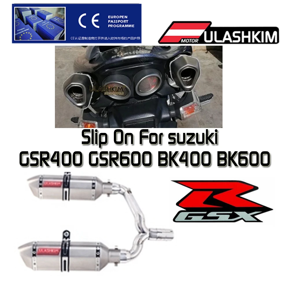 Slip On For suzuki GSR400 GSR600 BK400 BK600 Motorcycle Full Exhaust Muffler Escape System GSR ...