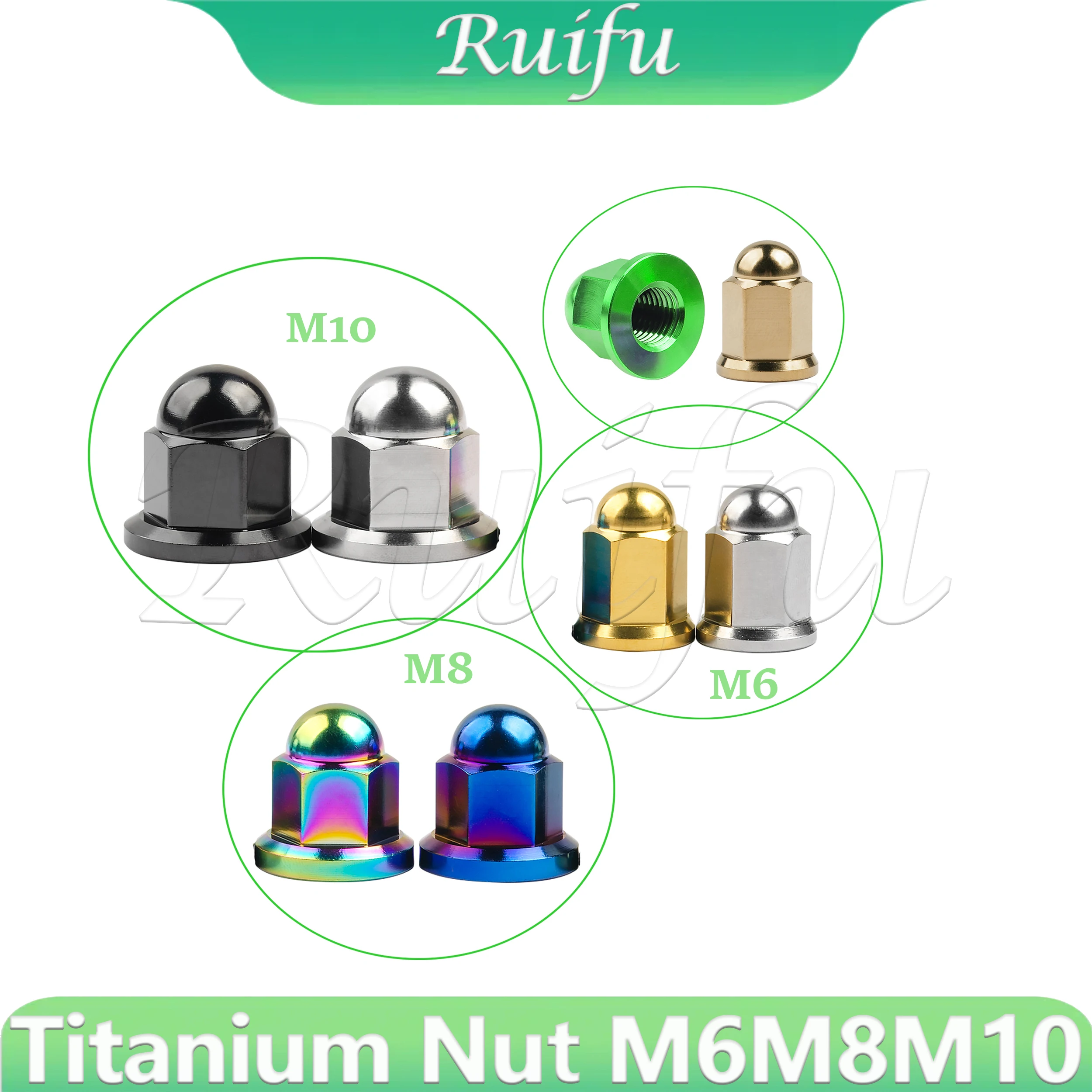 Ruifu Titanium 6PCS Ti Nut M6 Pitch 1.0mm M8/M10 Pitch 1.25mm ...