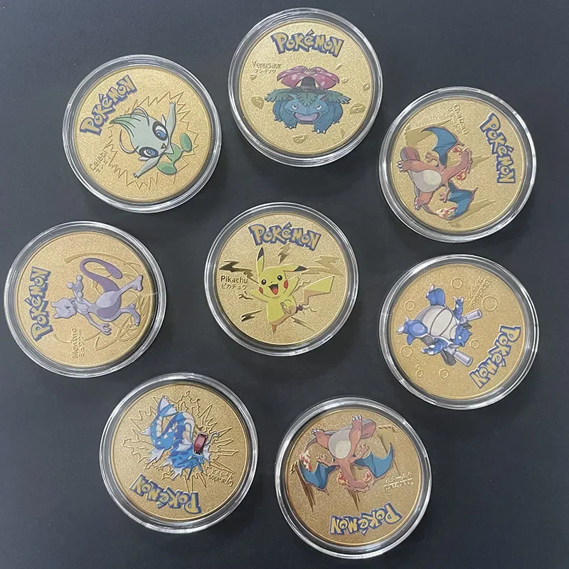 Golden-Pokemon-Coins-Metal-Pikachu-Coins-Charizard-Mewtwo-Pikachu-Metal ...