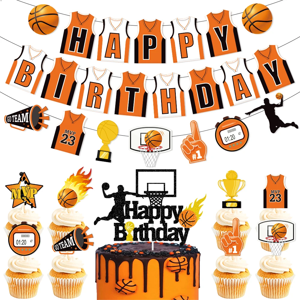 First Birthday Cupcake Toppers Basketball