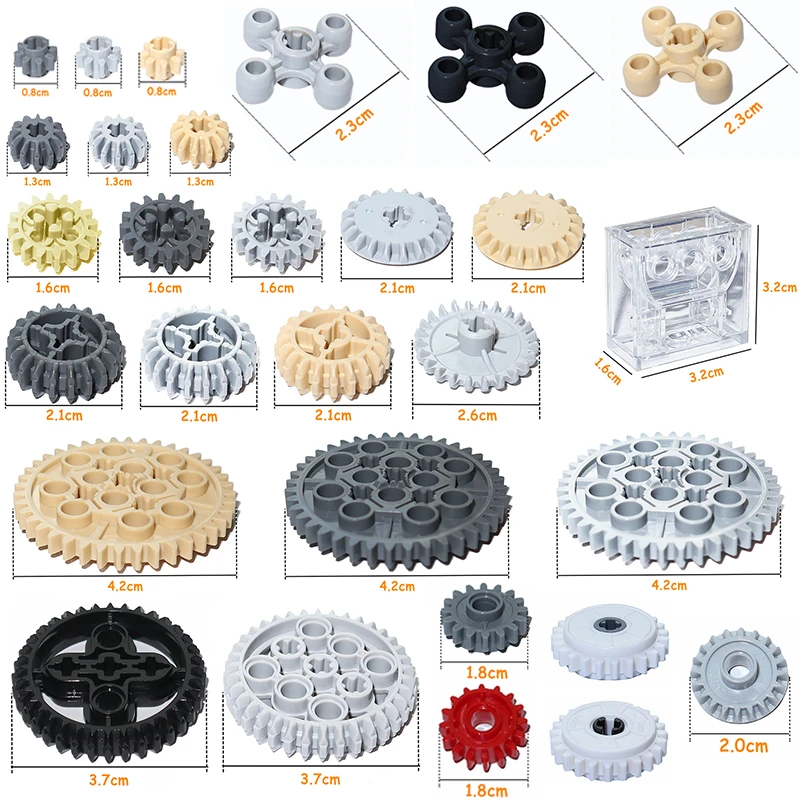 MOC Technical Parts Gear Bulk Bricks Assemble Particles DIY High-tech ...
