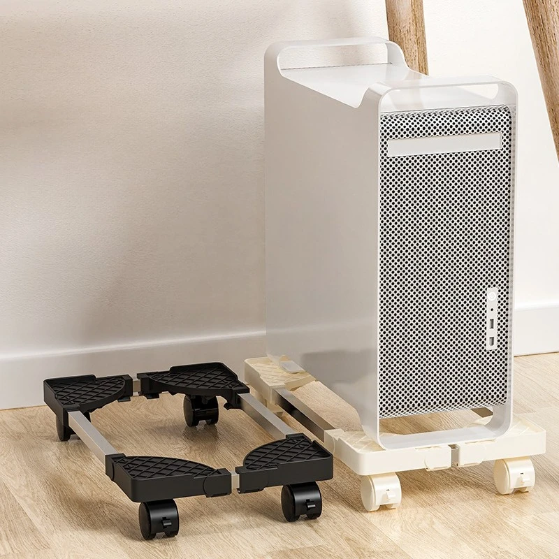 Computer Cart Wooden Computer Tower Stand PC Stand, Wheeled Mobile CPU ...