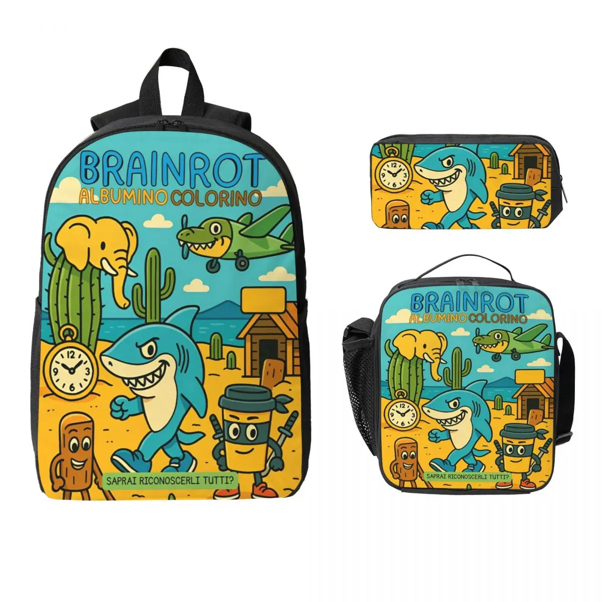Italian Brainrot Funny Meme Kids Backpack Lunch Box Pencil Boxes for ...