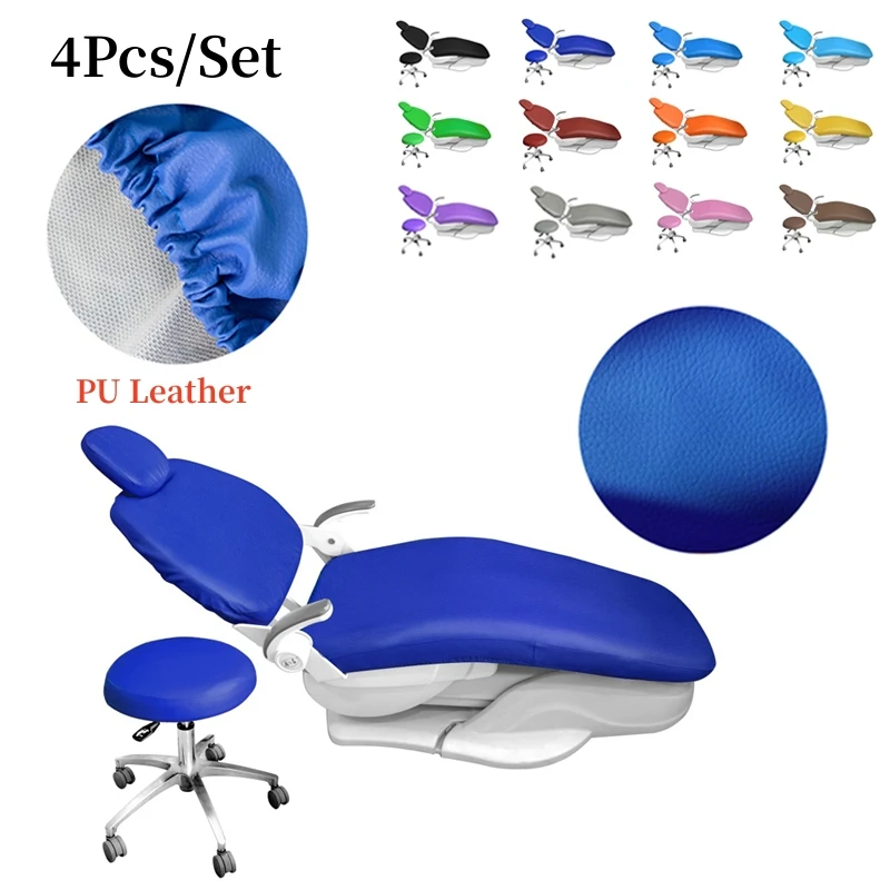 4Pcs-Set-Dental-Chair-Cover-PU-Leather-Unit-Elastic-Waterproof ...