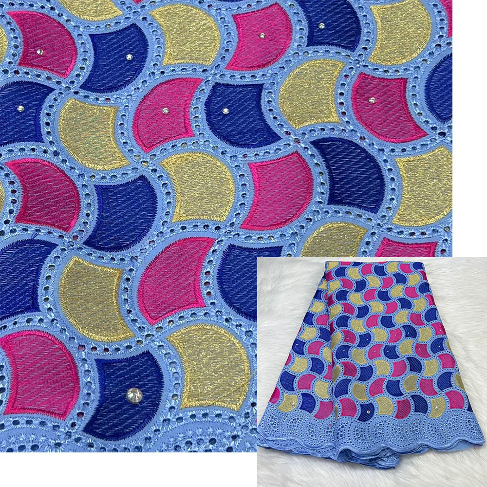 Magnifique tissu africain brodé en dentelle de coton pour femmes ...
