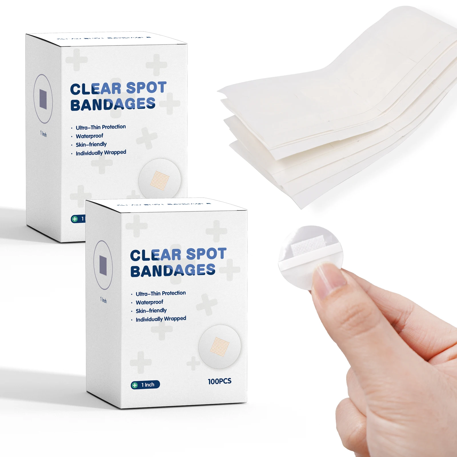 100pcs Mini Transparent PU Band Aid Waterproof Wound Patch Round ...