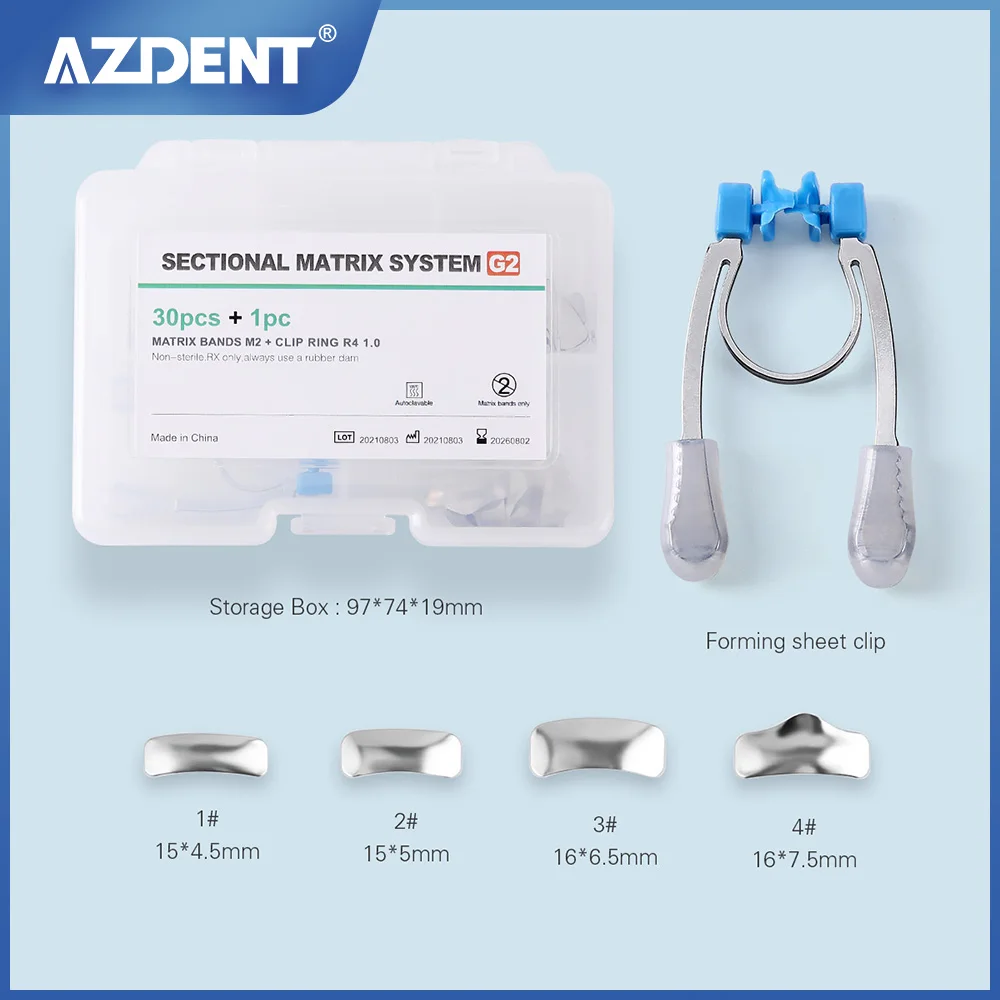 AZDENT 30Pcs Dental Sectional Contoured Metal Matrices Matrix Refill ...