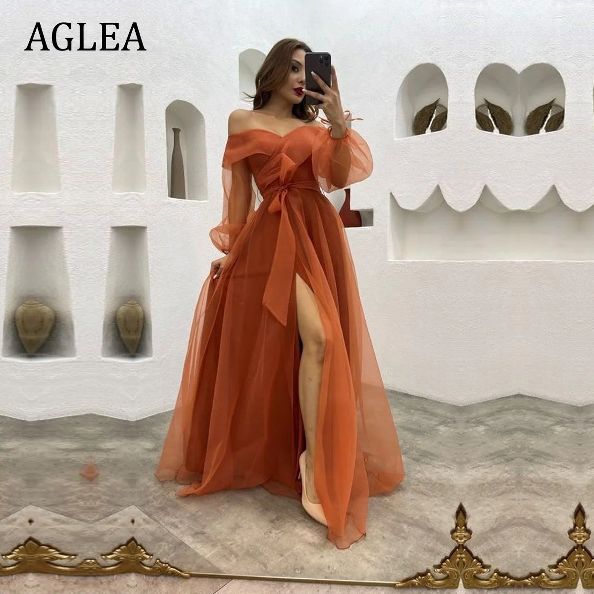 AGLEA-Robe-de-Soir-e-pour-Femme-Tenue-l-gante-Longueur-au-Sol-paules-D ...