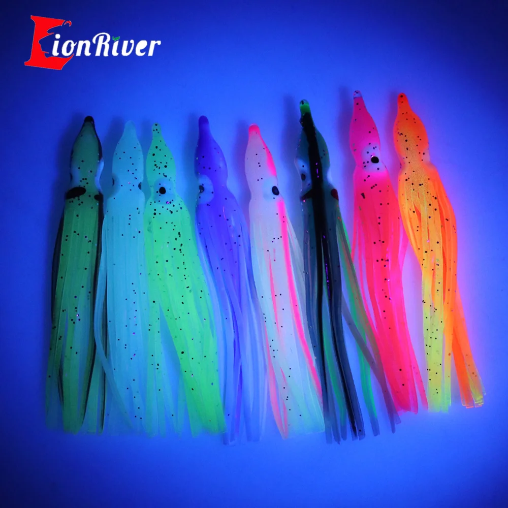 LIONRIVER-50PCS-Fluorescent-Octopus-Soft-Fishing-Lure-Squid-Skirts-Jig ...