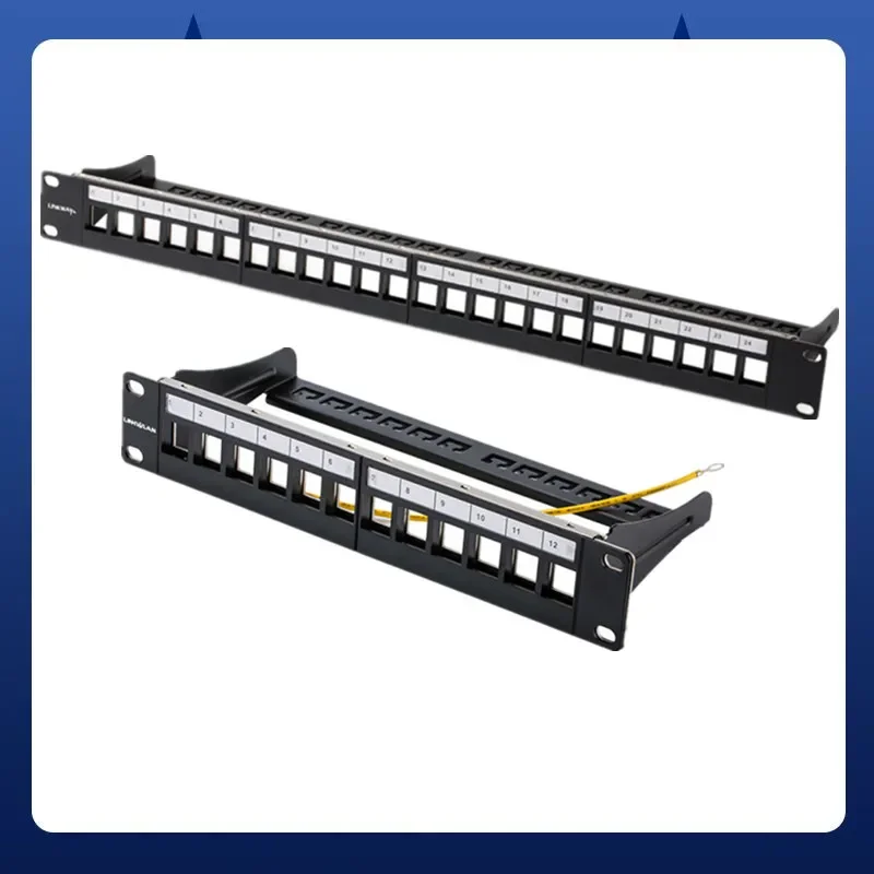 Ethernet-10-12-24-Port-Network-RJ45-Patch-Panel-Rack-Blank-Mount ...