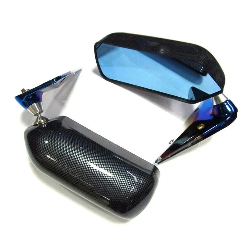 Universal-Car-F1-Style-Carbon-Look-Racing-Side-Fender-Mirror-Blue-Rear ...