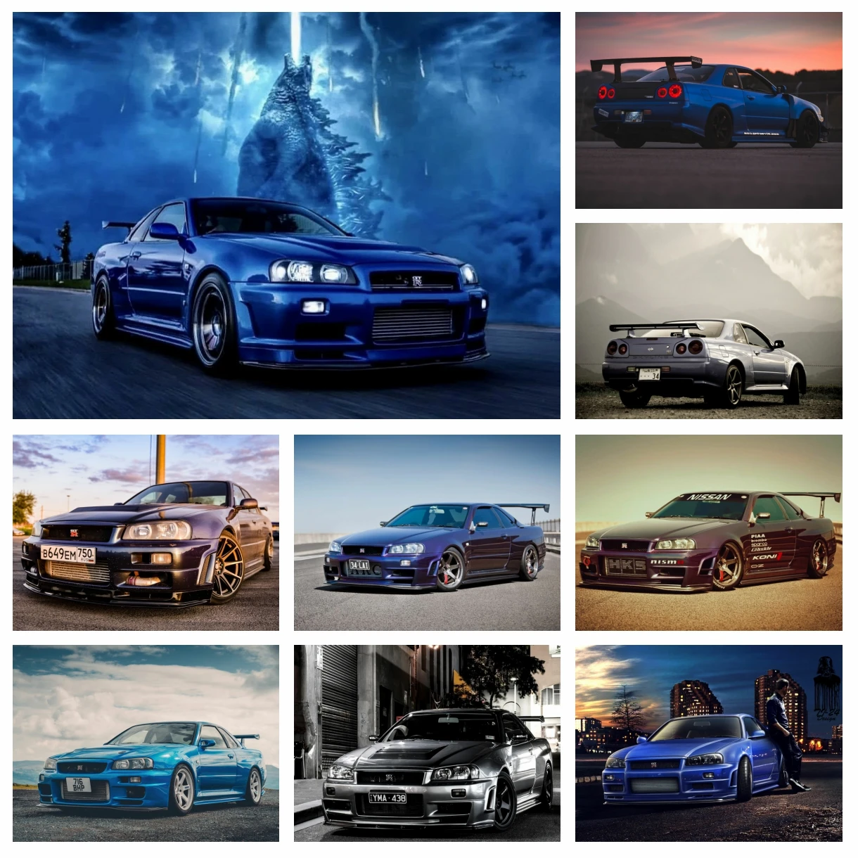 GTR R34 4K Wallpaper Full Diamond Rhinestones Painting Classic Sports ...