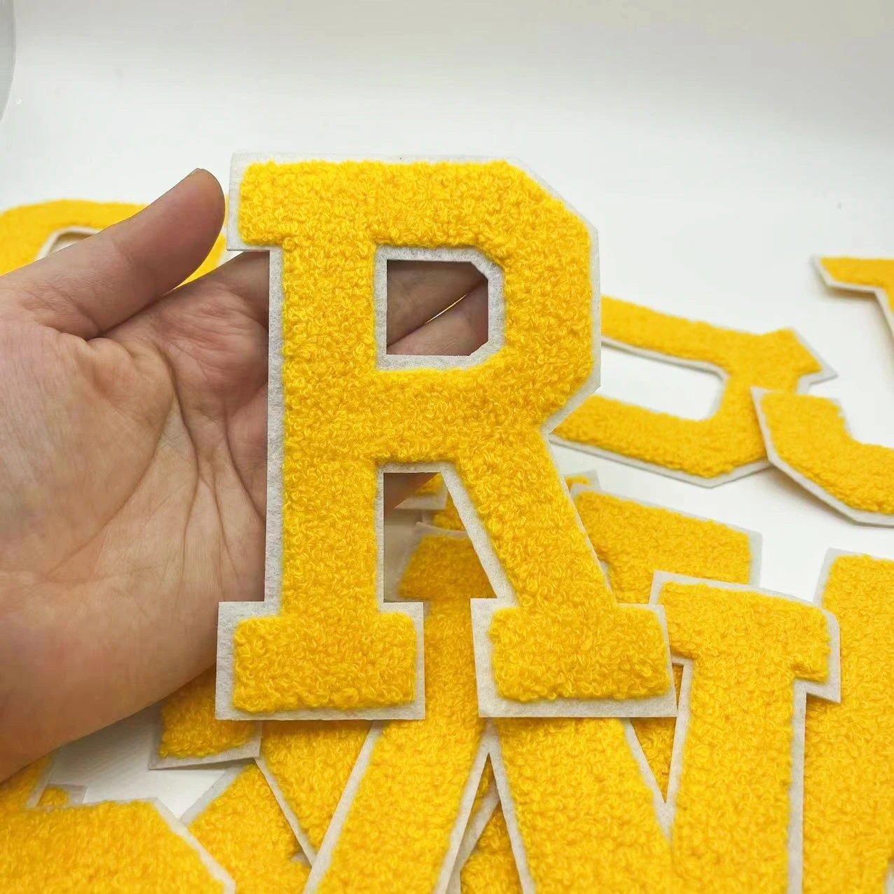 Large-Yellow-Letters-Chenille-Embroidered-Iron-On-Patch-Applique-Diy ...