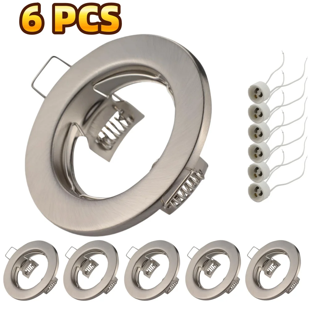 6 Pcs LED Downlight Recessed Mount Frame with GU10 Lamp Holder Base ...