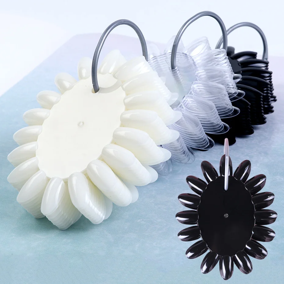 160 Tips Fake Nails Oval Clear Natural Black Tips On Ring Display False ...